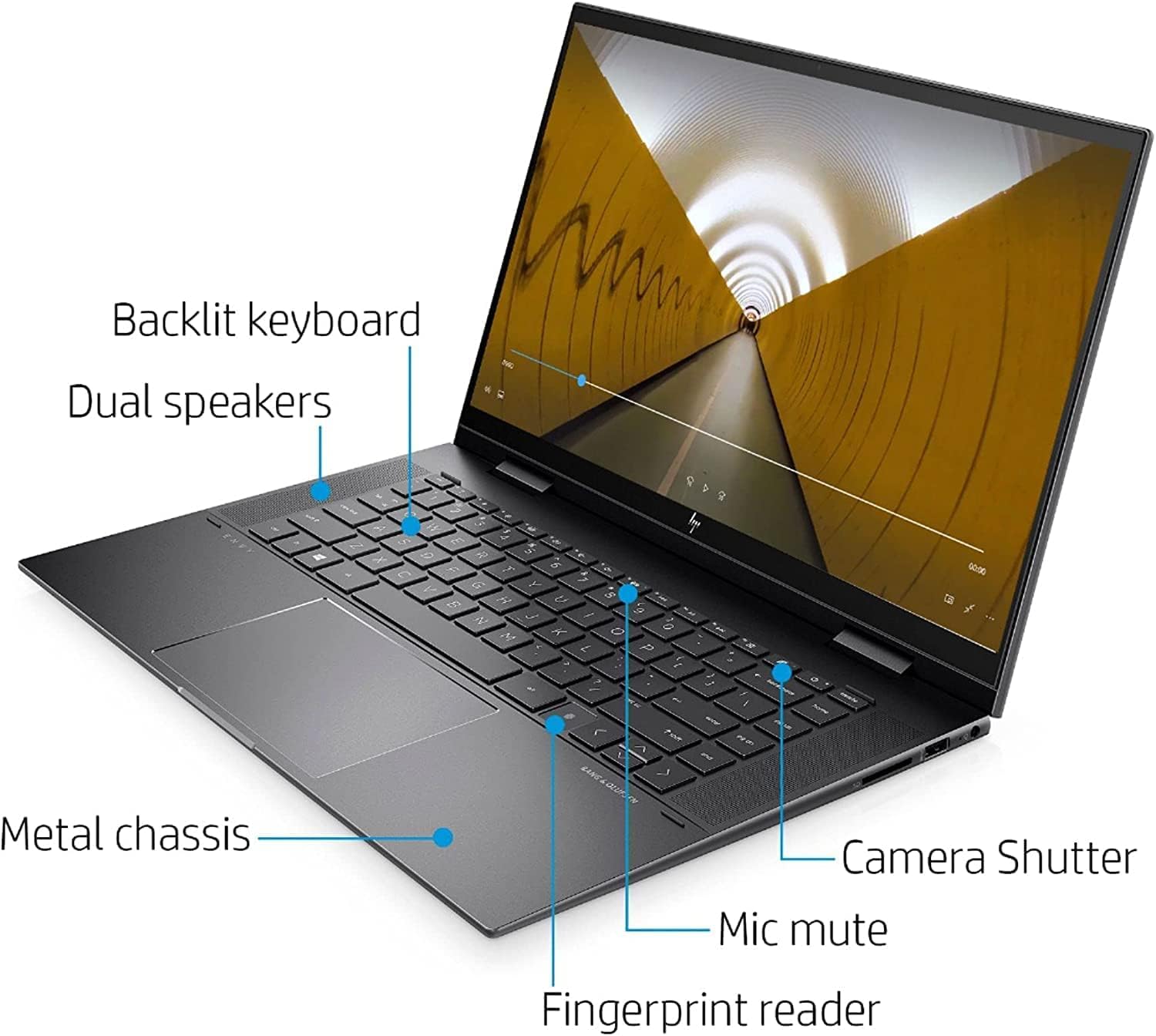 HP Envy x360 2-in-1 Convertible Business Laptop, 15.6 Inch FHD Touchscreen, AMD Ryzen 7 5825U, Windows 11 Pro, 32GB RAM, 1TB SSD, Fingerprint Reader, Backlit Keyboard, TDU