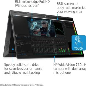 HP Envy x360 2-in-1 Convertible Business Laptop, 15.6 Inch FHD Touchscreen, AMD Ryzen 7 5825U, Windows 11 Pro, 32GB RAM, 1TB SSD, Fingerprint Reader, Backlit Keyboard, TDU