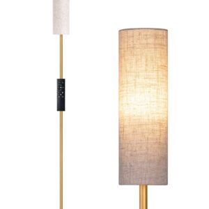 EDISHINE LED Corner Floor Lamp for Living Room, 65" Tall Standing Reading Lamp with Remote, Minimalist Dimmable Pole Lighting for Bedroom, Office, Kids Room, 9W Bulb Included, 2700K-6000K (Gold)