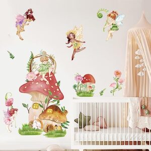 decalmile forest mushroom fairy wall decals elf flower grass butterflies wall stickers girls bedroom nursery classroom wall decor