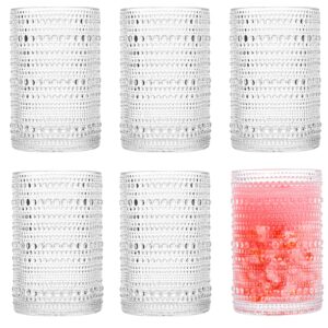 consou large glasses set of 6, 15 oz hobnail glassware thick glass heavy base