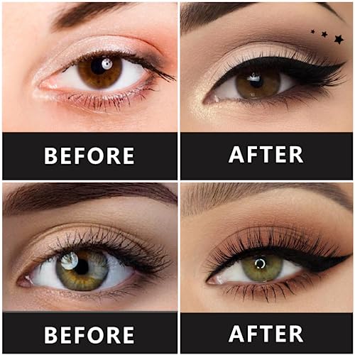 QIUFSSE 5Pcs Double-headed Liquid Eyeliner Stamp Pencil Set,Winged Eyeliner Stamp Pen Women Black Long-lasting delineador de ojos,(Heart/Flower/Star/Butterfly/Cone) Shape Eye Liner Stamp