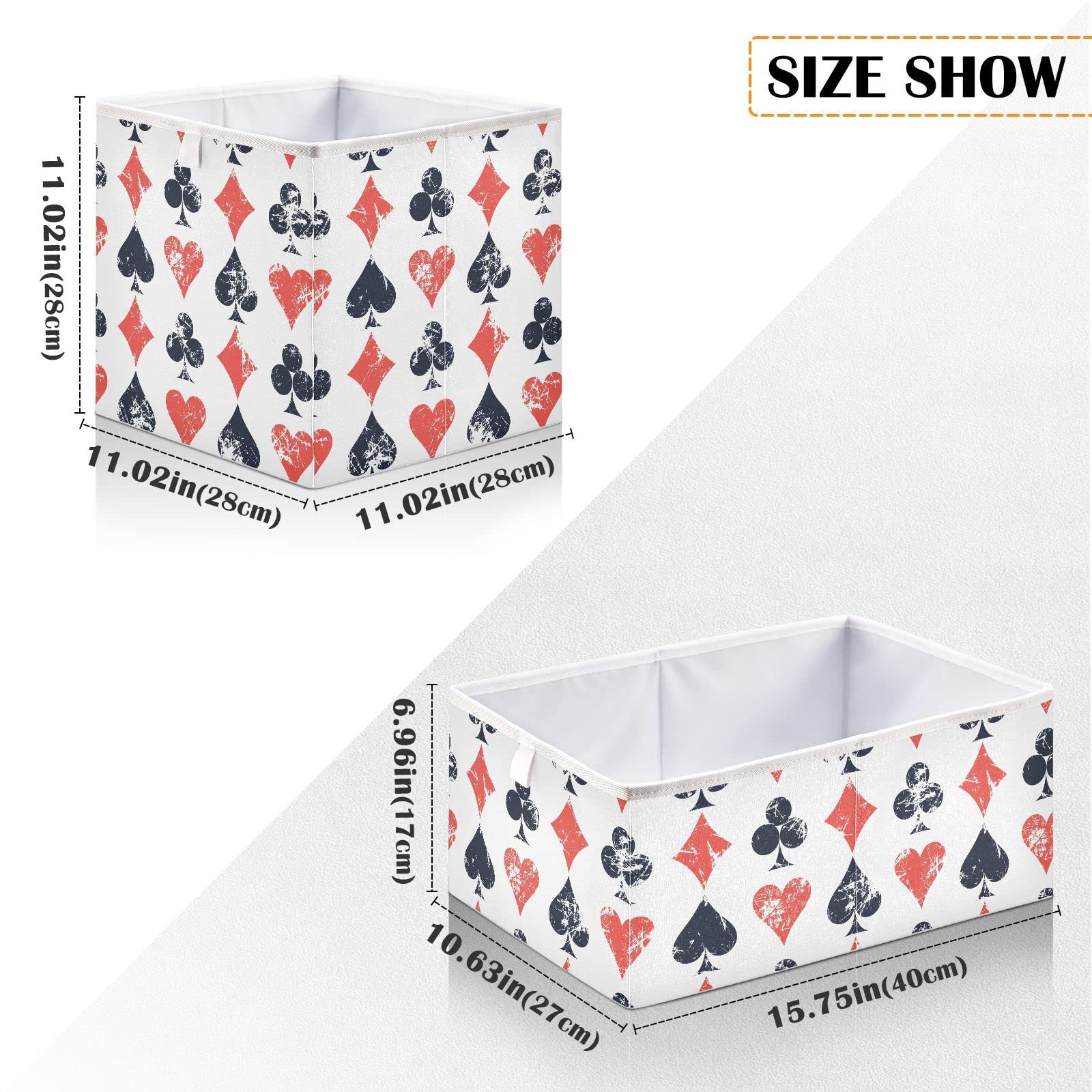 Coikll Poker Playing Card Foldable Organizer Storage Bins Cube Baskets for Home Closet Drawers Shelf Toys -11*11*11in