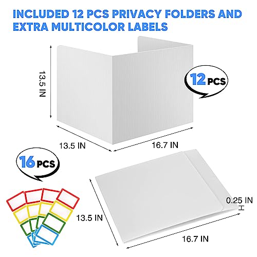 12 Pack Classroom Privacy Shields for Student Desks - Privacy and Plastic Folders Desk Dividers, Test and Desk Dividers Study Carrel, Easy to Clean Privacy Boards for School Teacher Study Test