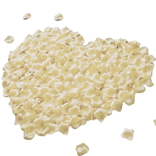 JUPOZOP 1000 PCS Artificial Fake Rose Petals for Wedding, Romantic Night for Her/Him Set, Engagement, Flower Decorations, Event, Party, in Bulk（Ivory）