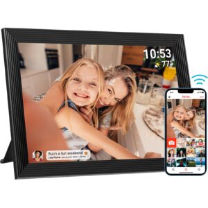 32gb frameo 10.1 inch smart wifi digital photo frame 1280x800 ips lcd touch screen, auto-rotate portrait and landscape, share moments instantly via frameo app from anywhere