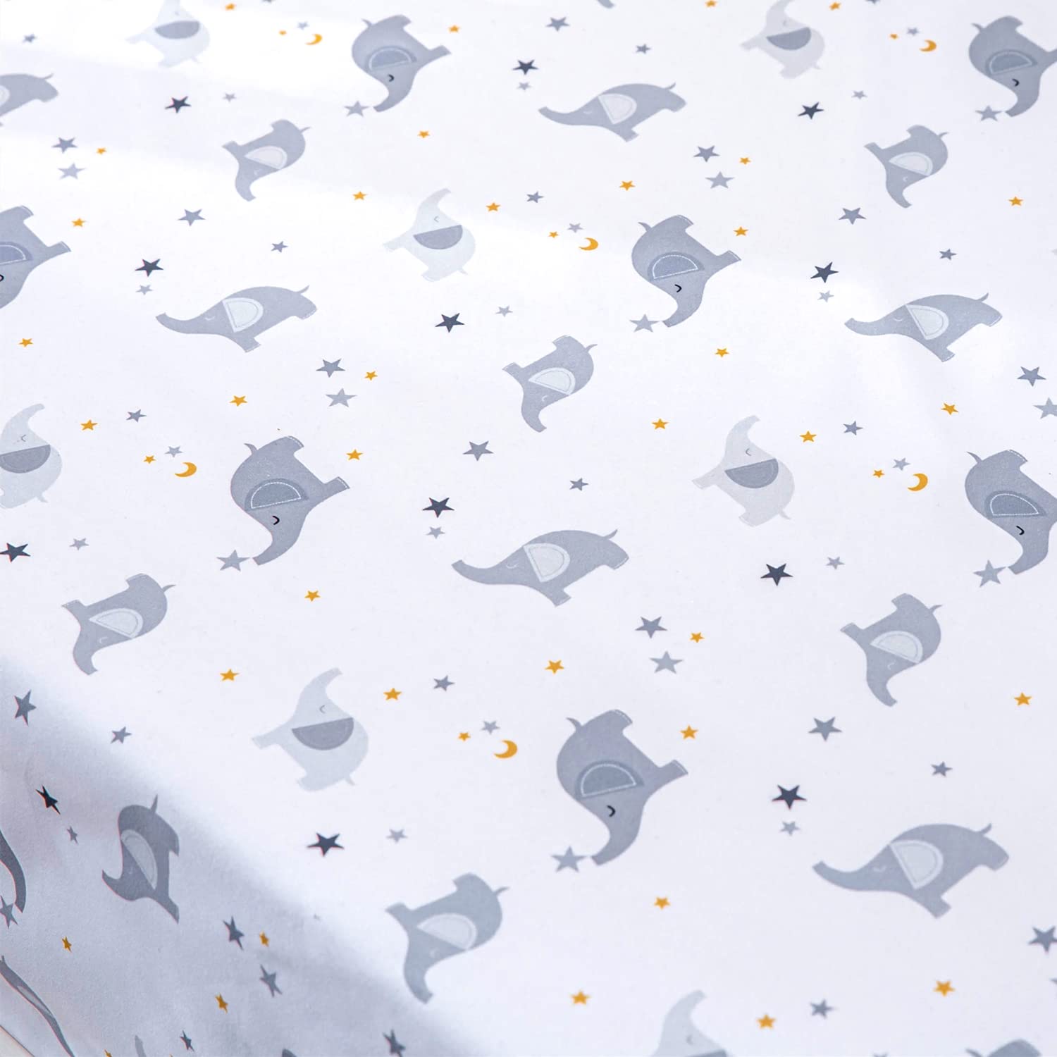 Jupeollon 3Piece Baby Crib Bedding Set for Boys Elephant Moon Star Themed Nursery Bedding Crib Sets for Boys Soft Breathable Included Crib Comforter Fitted Sheet Crib Skirt,Grey