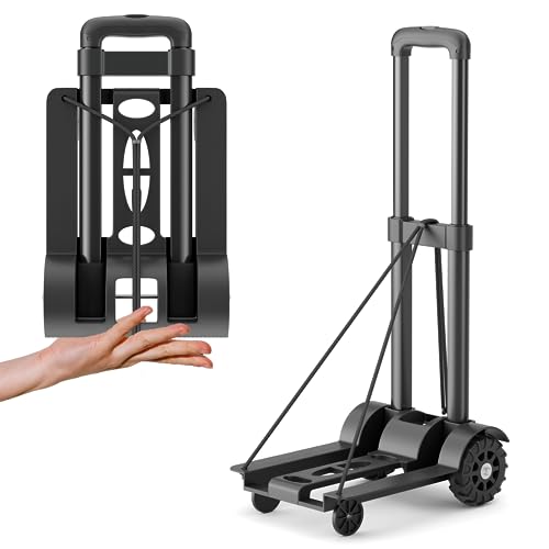 Folding Hand Truck,110 lbs Dolly Cart with Wheels for Moving, Solid Construction Utility Cart Compact and Lightweight for Moving/Shopping/Travel/Office Use