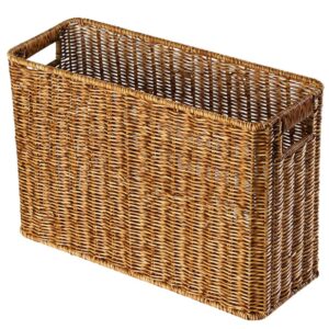 alipis magazine wicker basket, plastic rectangular basket bins woven files holder rattan basket bin books organizer case farmhouse standing rack for shelf home office coffee