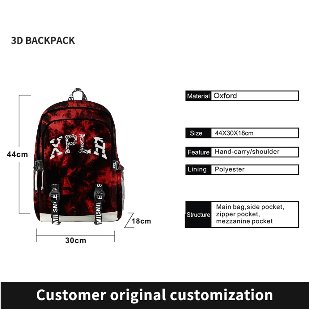 WZSMHFT XPLR Shatter Red Tie Dye Merch Backpack Three Piece Travel Backpack Fashion Daypack (Suit1)