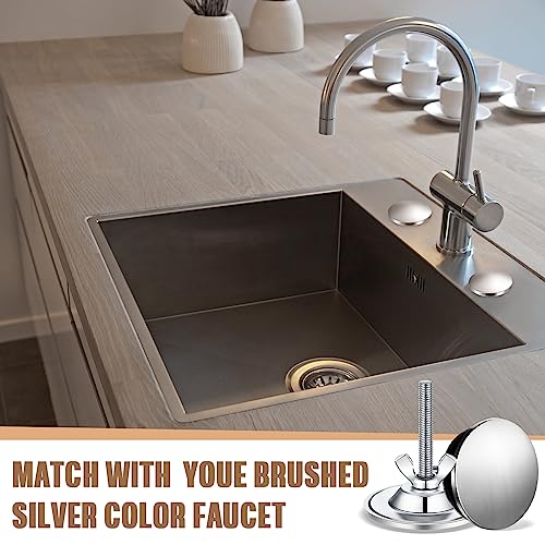 2 Inch Kitchen Sink Hole Cover Faucet Hole Cover Stainless Steel Kitchen Sink Tap Hole Plate Stopper Cover Blanking Metal Plug (Brushed Stainless Steel)