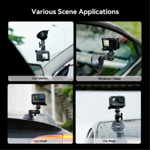 SMALLRIG Double-Layer Suction Cup Mount for GoPro Hero 11/10 / 9, for DJI Osmo Action/Procket, for Insta360 X3, Double Ball Head Support 360° Rotation, Mount on Car Windshield or Window SC-1K - 4193