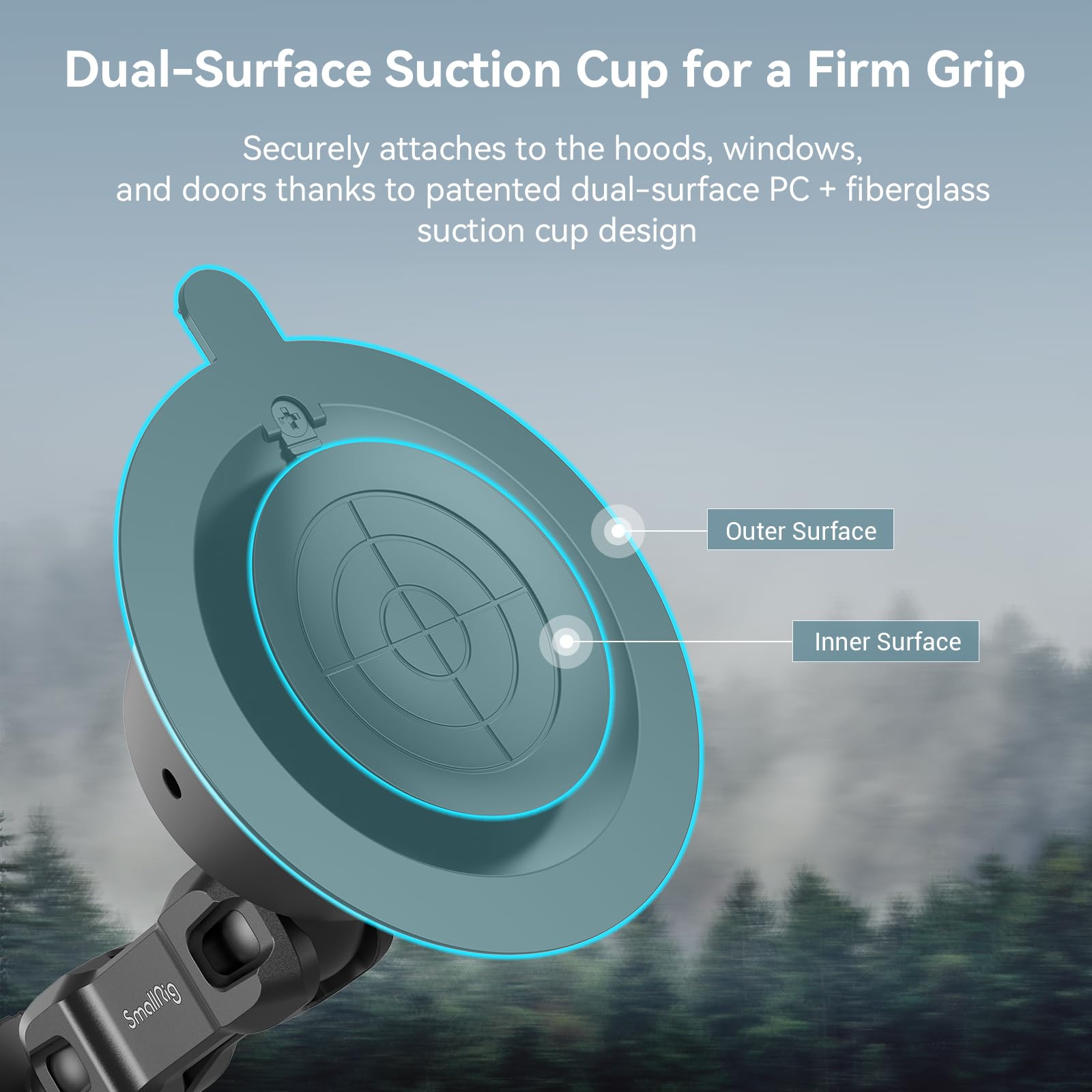 SMALLRIG Double-Layer Suction Cup Mount for GoPro Hero 11/10 / 9, for DJI Osmo Action/Procket, for Insta360 X3, Double Ball Head Support 360° Rotation, Mount on Car Windshield or Window SC-1K - 4193