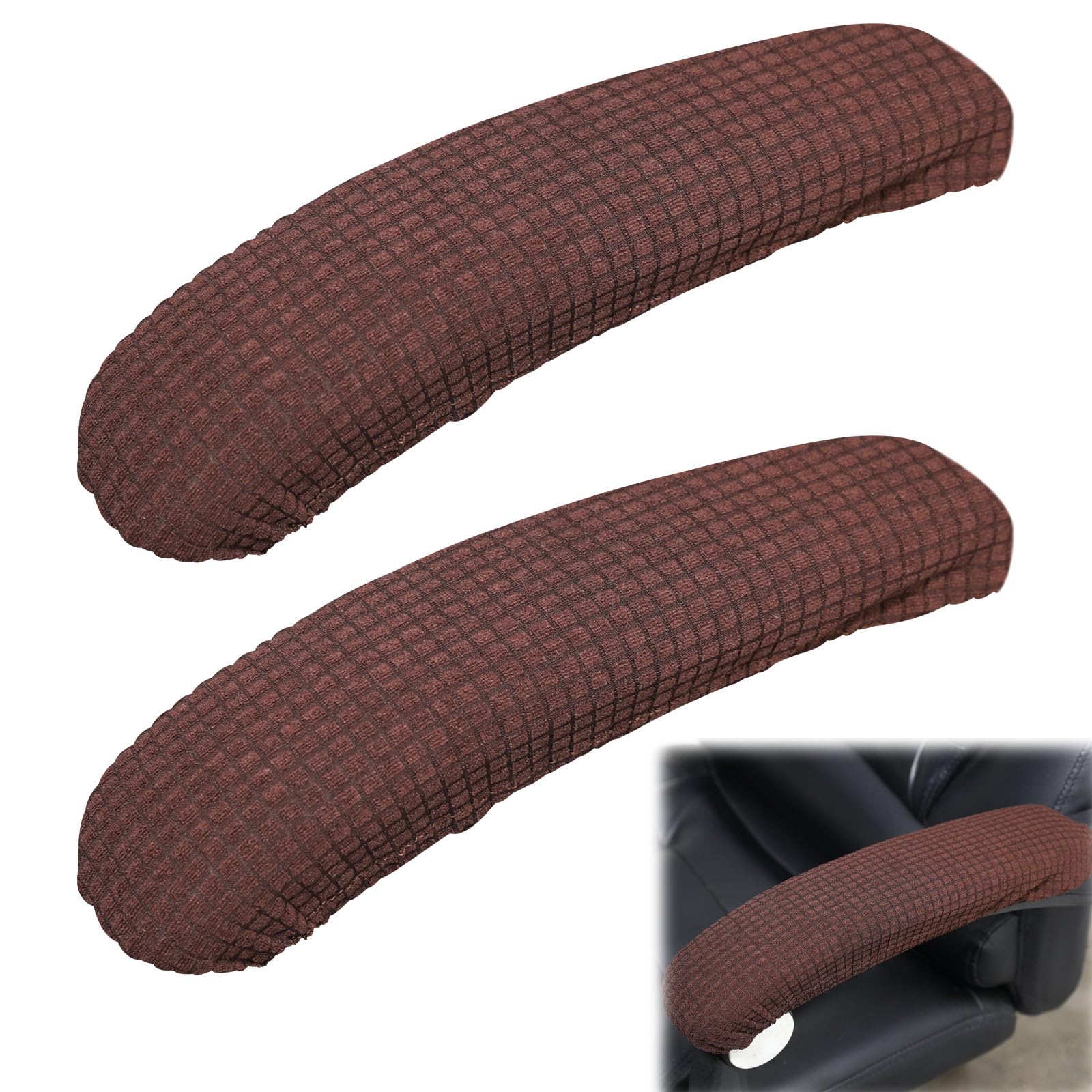 KALIONE Chair Arm Covers, Armrest Slipcover Pads, Removable Office Chair Cover, Chair Arm Pads Arm Protectors, Office Removable Arm Rest Covering, Elastic Chair Armrest Cover(Coffee)