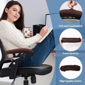 KALIONE Chair Arm Covers, Armrest Slipcover Pads, Removable Office Chair Cover, Chair Arm Pads Arm Protectors, Office Removable Arm Rest Covering, Elastic Chair Armrest Cover(Coffee)