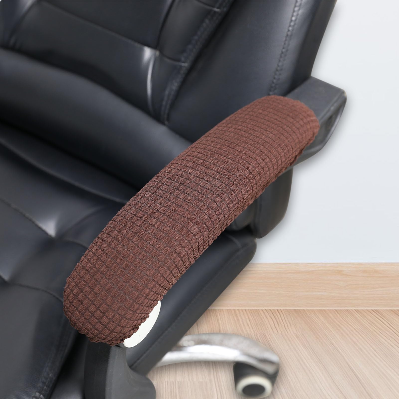 KALIONE Chair Arm Covers, Armrest Slipcover Pads, Removable Office Chair Cover, Chair Arm Pads Arm Protectors, Office Removable Arm Rest Covering, Elastic Chair Armrest Cover(Coffee)