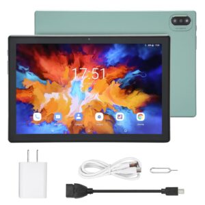 GLOGLOW HD Tablet, 8GB RAM 128GB ROM Office Tablet Octa Core CPU US Plug 100‑240V 4G LTE 5G WiFi for Travel (Green)