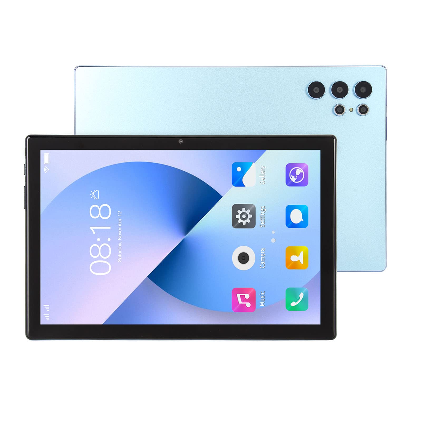 GLOGLOW Tablet, Dual Speaker 8GB RAM Intelligent Tablet 128GB ROM WiFi 100-240V US Plug 10inch for Office (Blue)