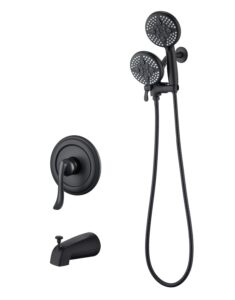 ello&allo matte black shower faucet set with tub spout, single handle tub and shower faucet combo set (valve included)