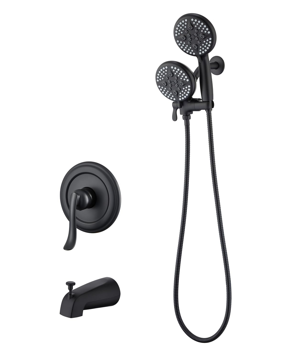 ELLO&ALLO Matte Black Shower Faucet Set with Tub Spout, Single Handle Tub and Shower Faucet Combo Set (Valve Included)