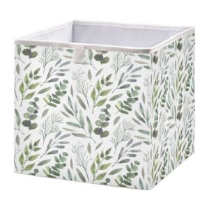 kigai green leaves cube storage bins - 11x11x11 in large foldable storage basket fabric storage baskes organizer for toys, books, shelves, closet, home decor