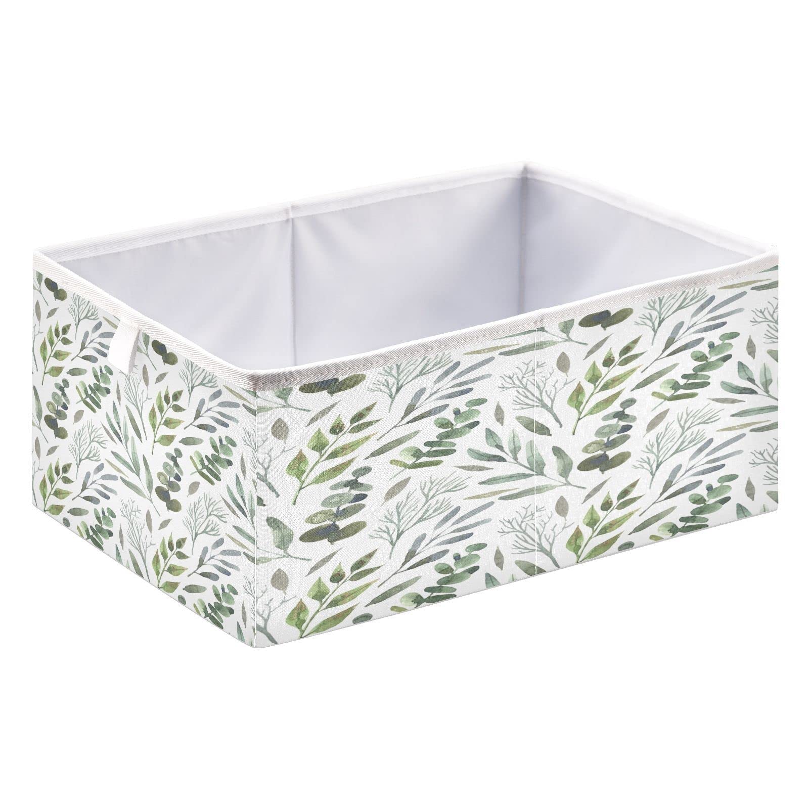 Kigai Green Leaves Cube Storage Bins - 11x11x11 In Large Foldable Storage Basket Fabric Storage Baskes Organizer for Toys, Books, Shelves, Closet, Home Decor