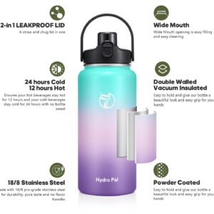 Half Gallon Insulated Water Bottle with 2-in-1 Lid (Chug Lid/Straw Lid), 64oz Double Walled Vacuum Stainless Steel Water Bottles, Water Jug with Straw, Wide Mouth Insulated Thermos