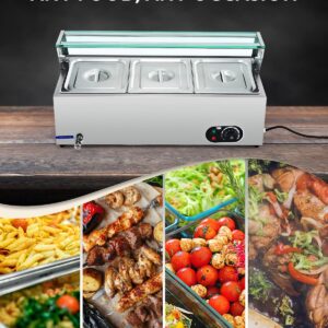 Wilprep Commercial Food Warmer for Parties Hotels Restaurants,1200W Buffet Server and Warmer,3pc Electric Warming Tray or Sauces,Catering with 3 Stainless Steel Chafing Dishes,Silver(3 pan)