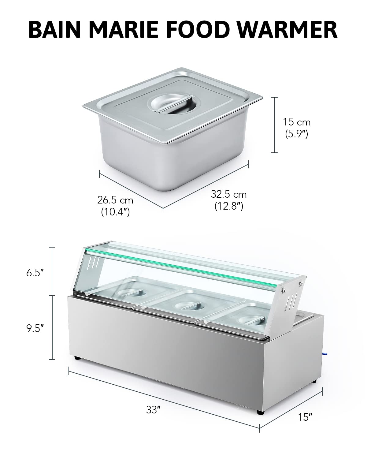 Wilprep Commercial Food Warmer for Parties Hotels Restaurants,1200W Buffet Server and Warmer,3pc Electric Warming Tray or Sauces,Catering with 3 Stainless Steel Chafing Dishes,Silver(3 pan)