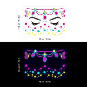 Glow In The Dark Tattoos for Adults, Blacklight Neon Glow Temporary Tattoos Makeup Butterfly Tattoos Stickers for Halloween Glow In The Dark Party Supplies