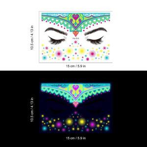 Glow In The Dark Tattoos for Adults, Blacklight Neon Glow Temporary Tattoos Makeup Butterfly Tattoos Stickers for Halloween Glow In The Dark Party Supplies