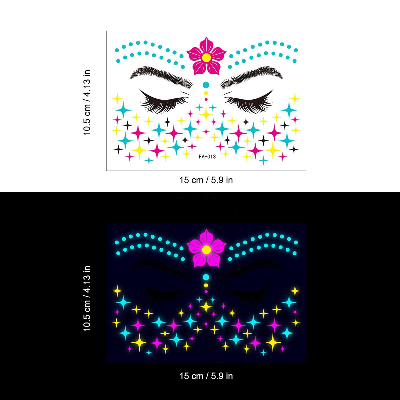 Glow In The Dark Tattoos for Adults, Blacklight Neon Glow Temporary Tattoos Makeup Butterfly Tattoos Stickers for Halloween Glow In The Dark Party Supplies