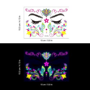 Glow In The Dark Tattoos for Adults, Blacklight Neon Glow Temporary Tattoos Makeup Butterfly Tattoos Stickers for Halloween Glow In The Dark Party Supplies