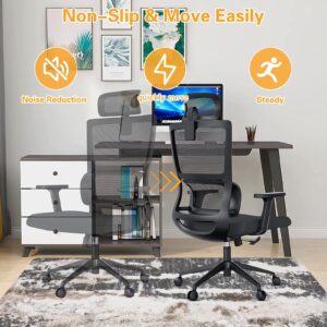 Bsmathom Office Chair Mat for Hardwood and Tile Floor, Computer Gaming Chair Mat for Rolling Chairs, Multi-Purpose Desk Chair Mat, Large Anti-Slip Floor Protector for Home Office (Grey,48"x36")