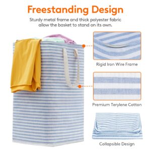 Lifewit 2 Pack Laundry Hamper Large Collapsible Laundry Baskets, Freestanding Waterproof Clothes Hamper with Easy Carry Handles in Laundry Room Bedroom Bathroom College Dorm for Adults, Blue, 2 x 75L