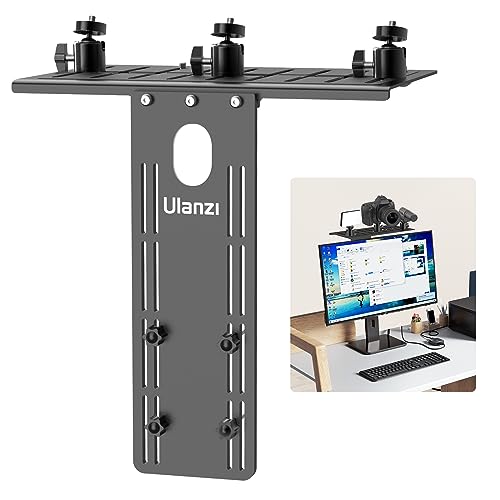 jusmo ULANZI LS16 VESA Camera Mount DSLR Monitor Top Shelf, Aluminum, Black, 3 Ballhead