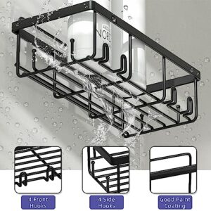 Veluckin Shower Caddy 6 Pack,Toilet Paper Holder,Soap Holder,Toothbrush Holder,No Drilling,13 in Large Capacity,Adhesive Shower Organizer for Bathroom Storage&Kitchen(Black)