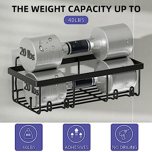 Veluckin Shower Caddy 6 Pack,Toilet Paper Holder,Soap Holder,Toothbrush Holder,No Drilling,13 in Large Capacity,Adhesive Shower Organizer for Bathroom Storage&Kitchen(Black)