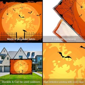 Swepuck 10x8ft Orange Halloween Photo Backdrop for Parties Large Pumpkin Patch Moon Picture Photography Background Kids Witch Haunted House Decorations Banner