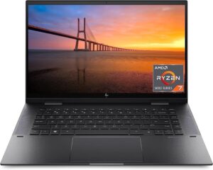 hp 2023 newest envy x360 convertible 2-in-1 laptop, 15.6" fhd touchscreen display, amd ryzen 7 5825u processor, 16gb ram, 1tb ssd, amd radeon graphics, fingerprint reader, windows 11 home, black