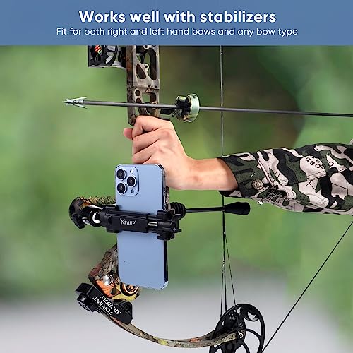 KEAUP Universal Phone Holder 360° Smartphone Compound Bow Adapter Mobile Phone Holder for Archery Hunting Photos and Video