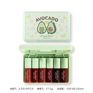 6 Colors Lip Tint Stain Set,Korean Velvet Water Lip Tint,Natural Lip and Cheek Tint, Long lasting Non-Stick Cup Waterproof Lip Tint Makeup