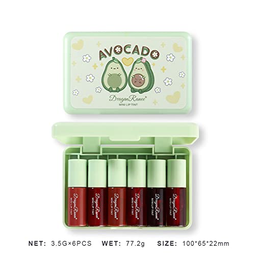 6 Colors Lip Tint Stain Set,Korean Velvet Water Lip Tint,Natural Lip and Cheek Tint, Long lasting Non-Stick Cup Waterproof Lip Tint Makeup