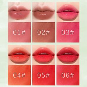 6 Colors Lip Tint Stain Set,Korean Velvet Water Lip Tint,Natural Lip and Cheek Tint, Long lasting Non-Stick Cup Waterproof Lip Tint Makeup