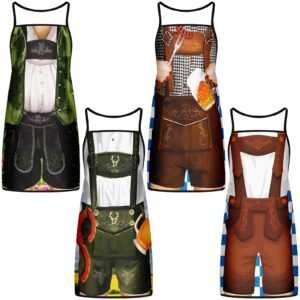 leumoi 4 pcs male oktoberfest apron bavarian funny oktoberfest apron kitchen cooking apron for oktoberfest party