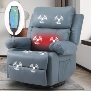 kasorix swivel rocker recliner chairs, nursery glider chair, nursery rocking chairs, overstuffed manual massage recliners with heat, faux leather reclining chair single sofa (light blue)