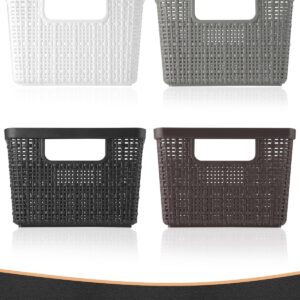 EOENVIVS Plastic Storage Basket with Lids Set of 6 Lidded Storage Bins Shelf Baskets for Organizing Containers Small Baskets for Shelves Drawers Desktop Closet Playroom Classroom Office, Grey