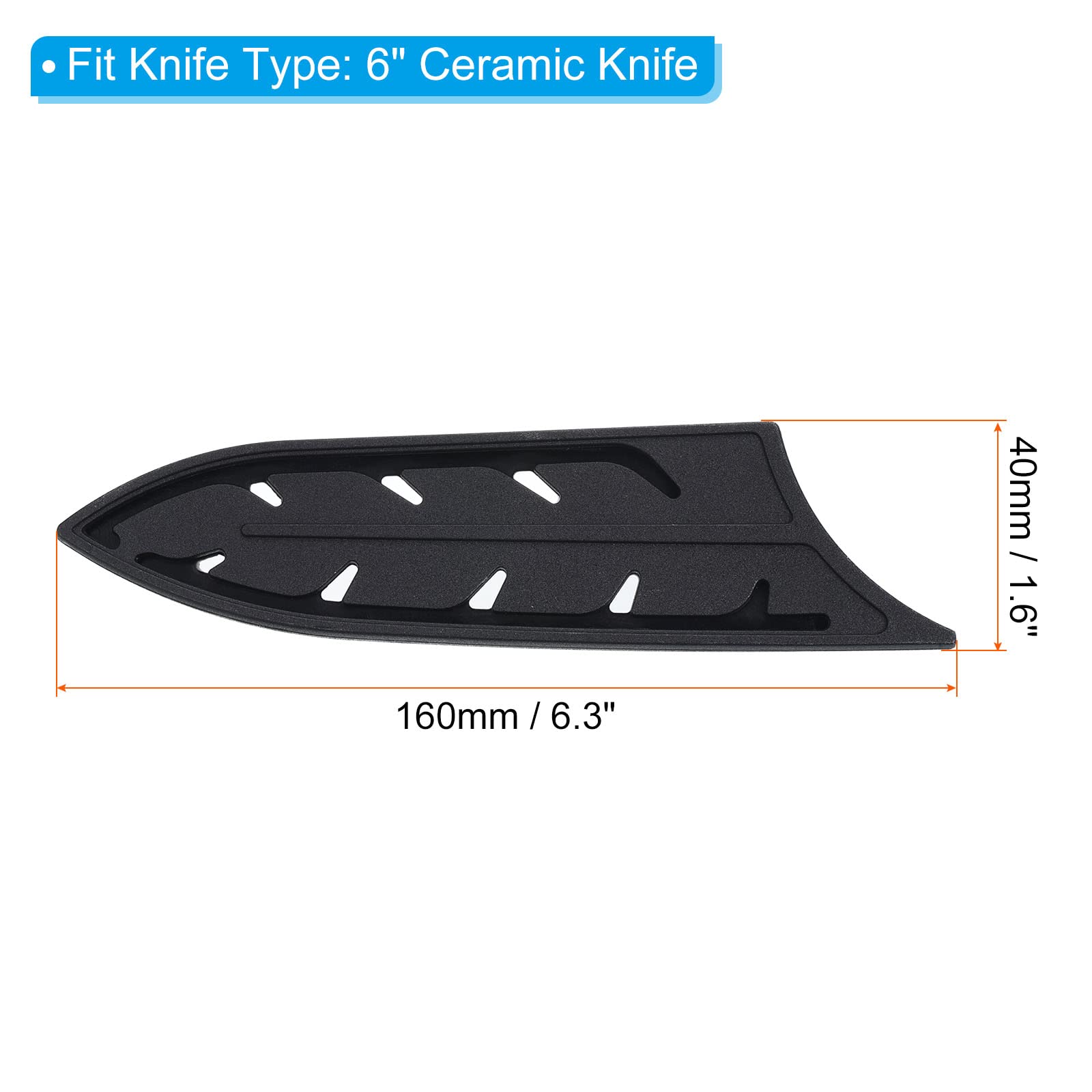 PATIKIL Plastic Safety Knife Cover Sleeves for 6" Ceramic Knife, 2 Pack Knives Edge Guard Blade Protector Universal Knife Sheath for Kitchen, Black