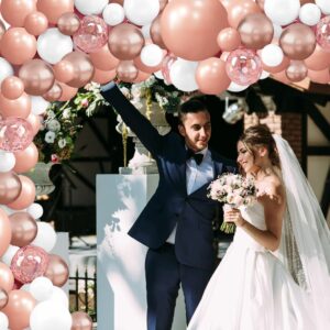 Rose Gold Balloons 135PCS Rose Gold Balloon Arch Kit Rose Gold Party Decoration Balloon Arch Rose Gold Rose Gold White Decoration for Birthday Wedding