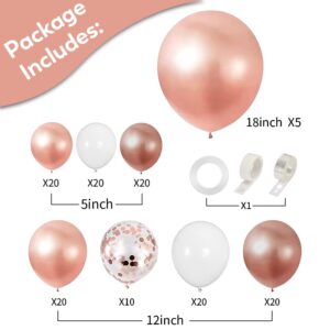 Rose Gold Balloons 135PCS Rose Gold Balloon Arch Kit Rose Gold Party Decoration Balloon Arch Rose Gold Rose Gold White Decoration for Birthday Wedding